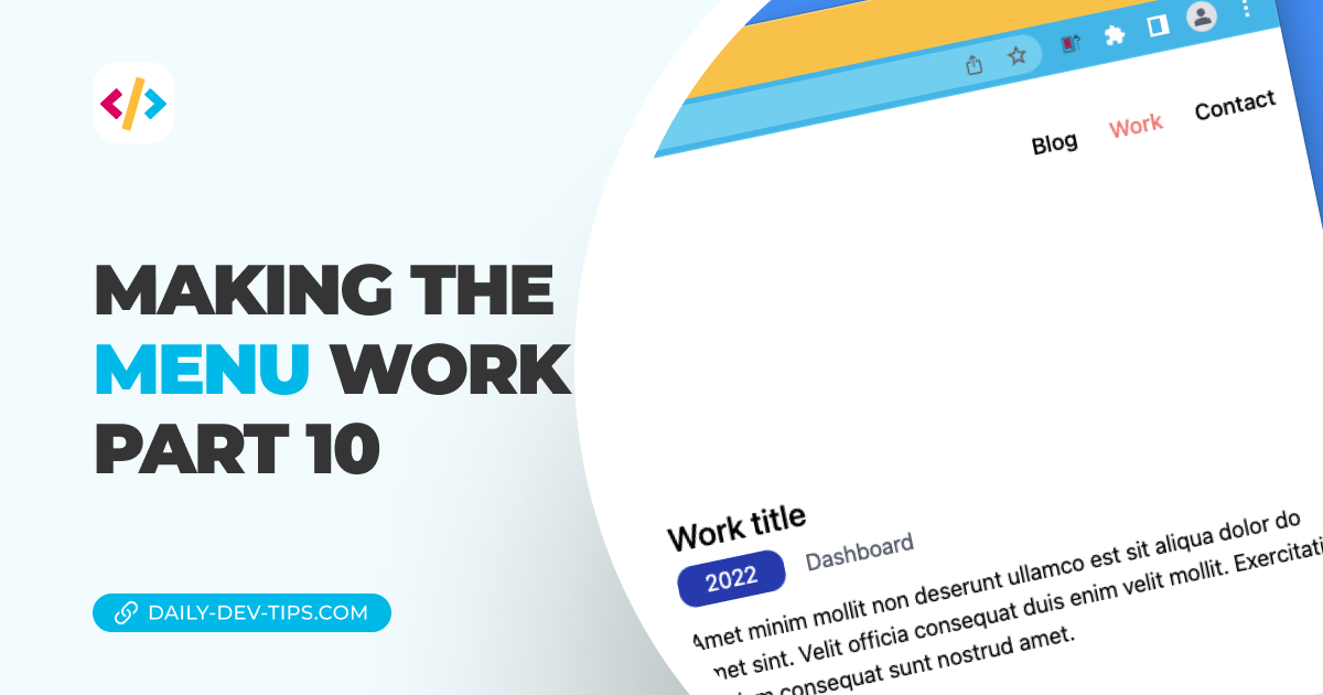 Making the menu work - part 10