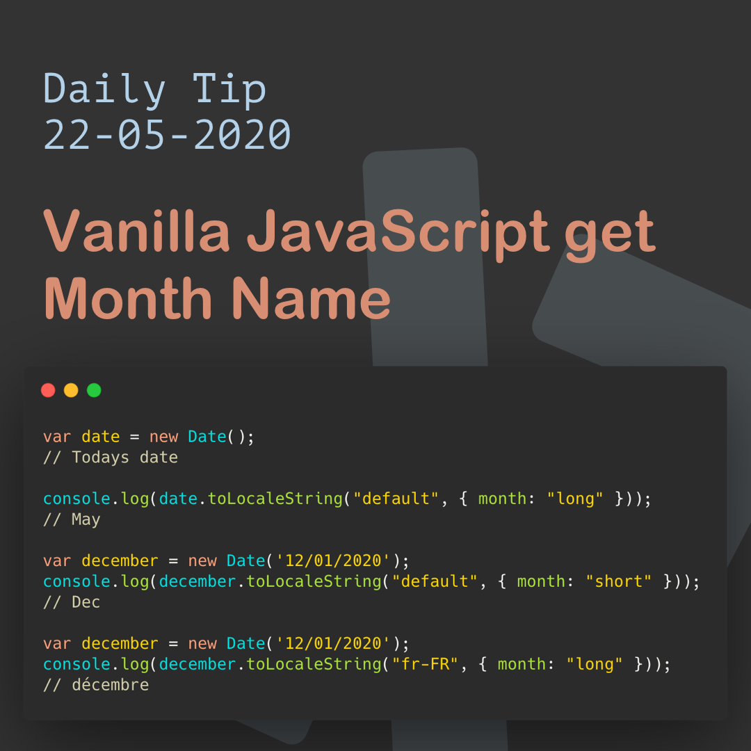 Get Month Name From Date Vanilla JS Tutorial 2022 