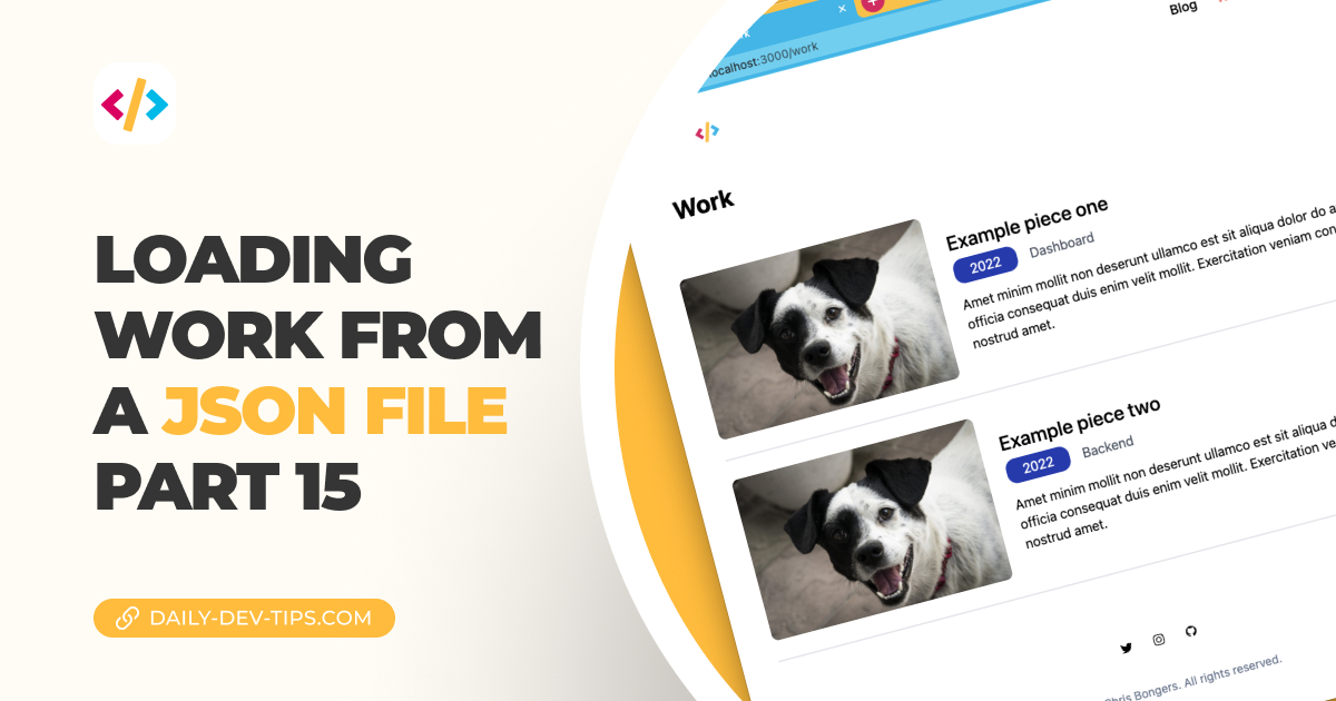 Loading work from a JSON file - part 15 Loading work from a JSON file - part 15
